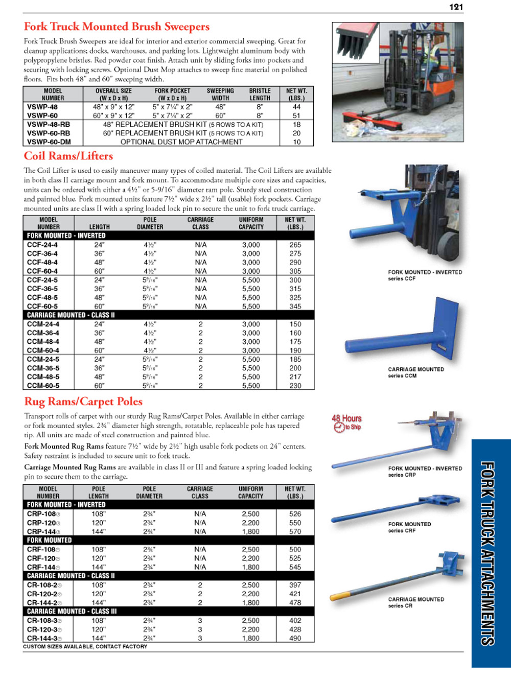 Fork Truck Attachments Equipment Catalogue, Vancouver, BC, Canada
