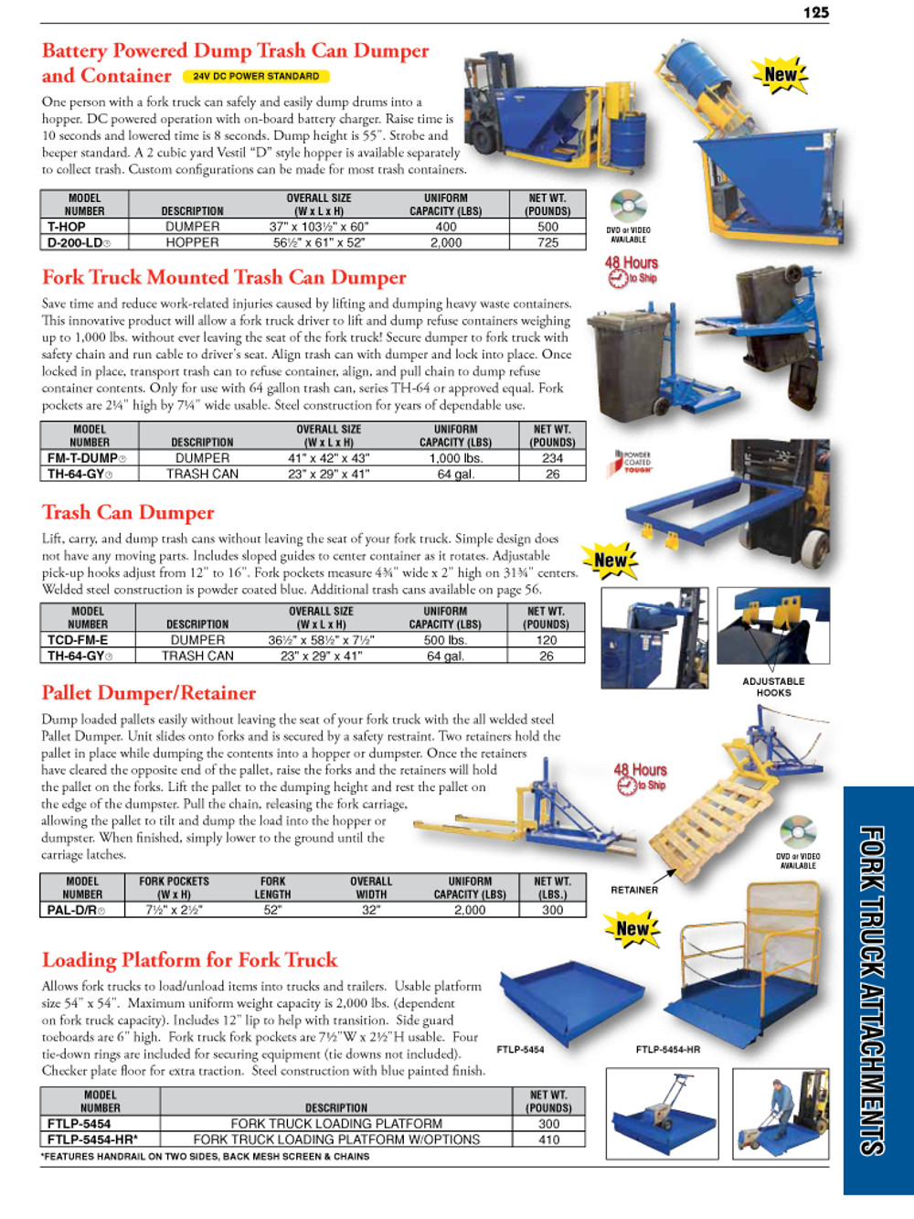 Fork Truck Attachments Equipment Catalogue, Vancouver, BC, Canada